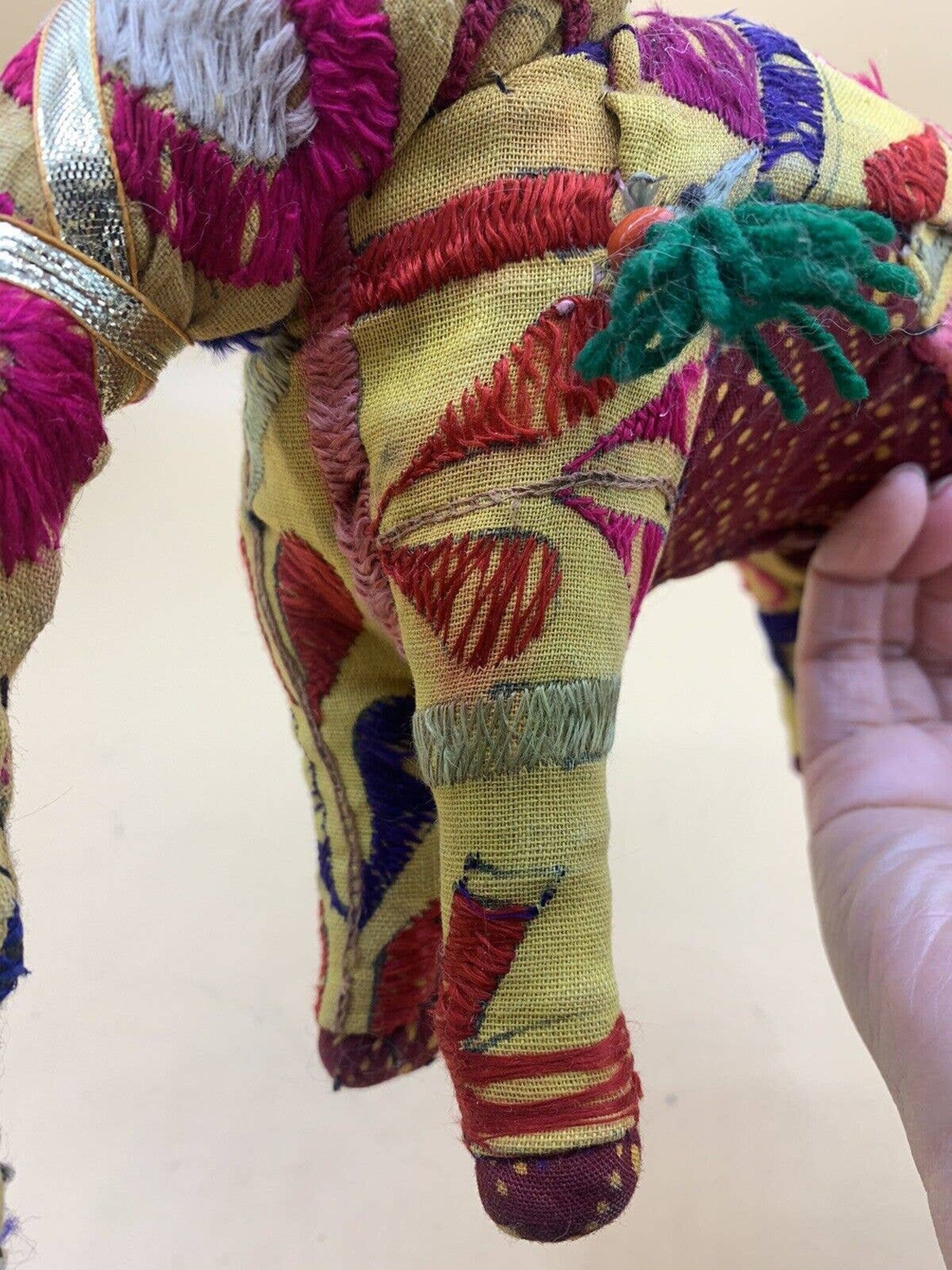 Vintage Hand Made Anglo Raj Stuffed Embroidered Fabric Elephant India ...