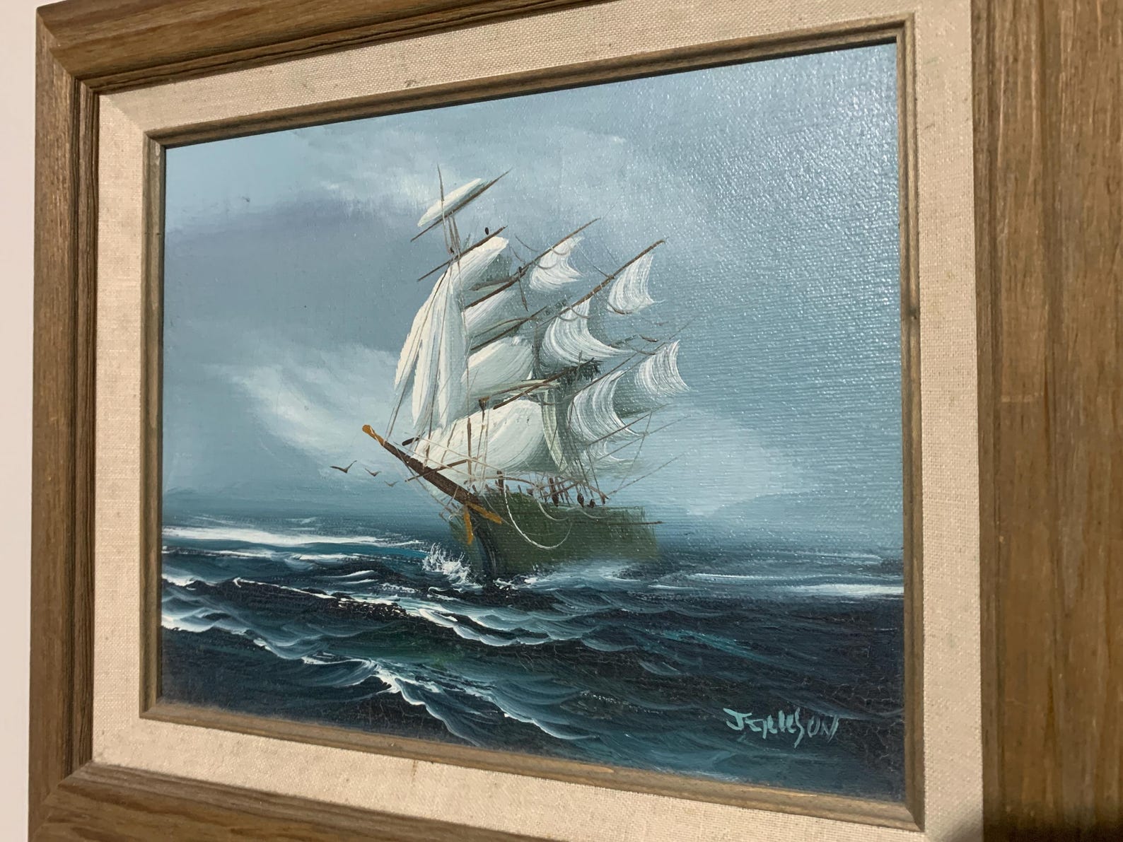 Hewitt Jackson Original Oil Painting Clipper Ship at Sea Signed Framed ...