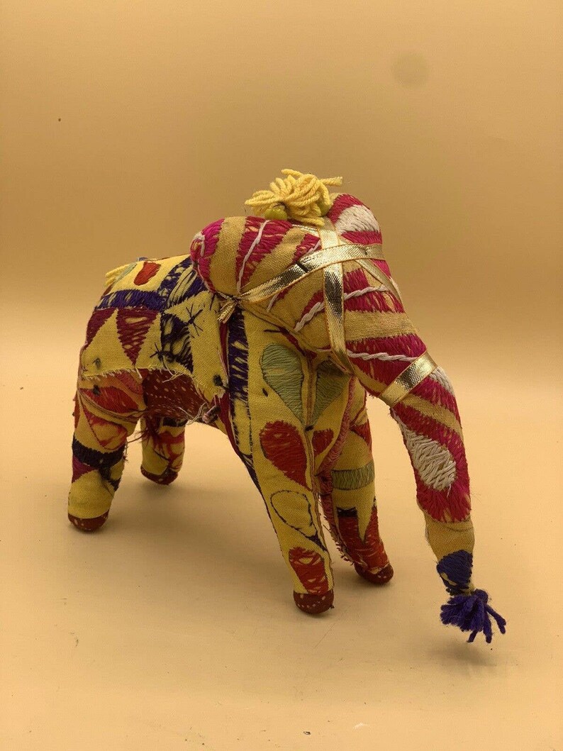 Vintage Hand Made Anglo Raj Stuffed Embroidered Fabric Elephant India ...