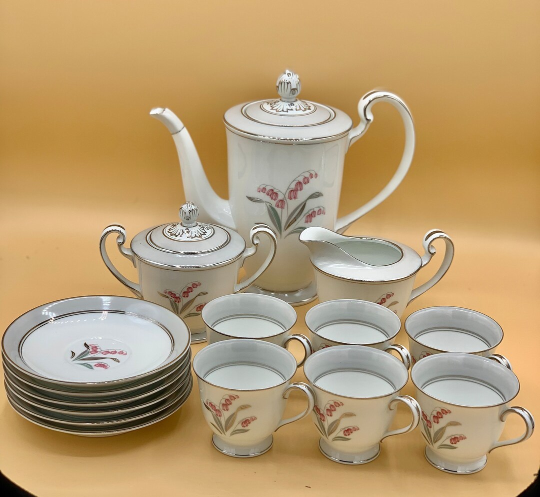 15 Pieces Noritake 5518 Crest Teapot Sets Lily of the Valley Flower ...