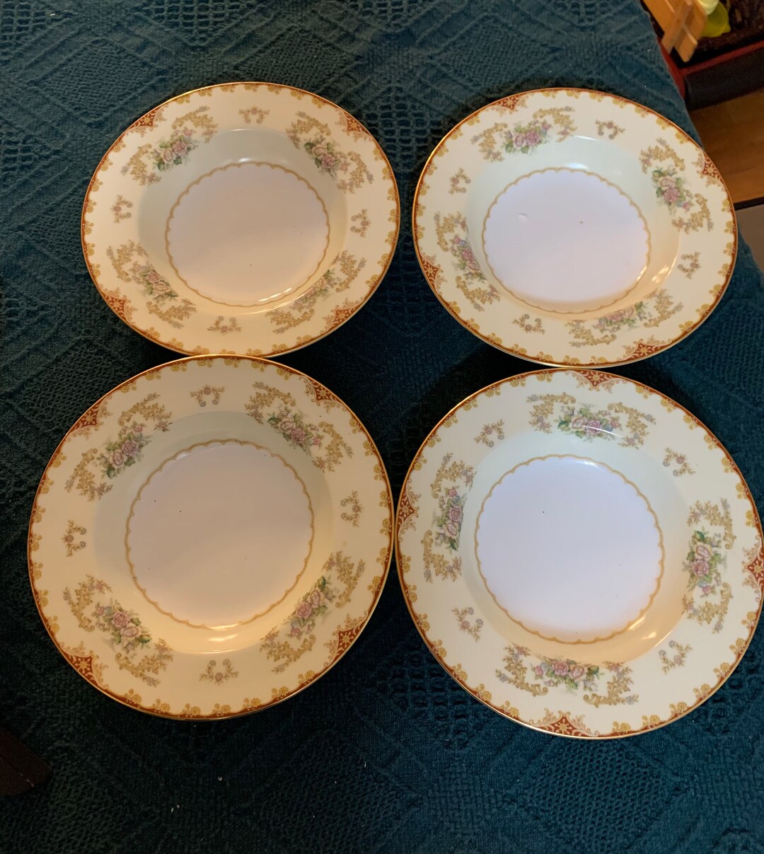Vintage Noritake Fine China Cardinal Salad Bowl 8’’ Set of 4 Gold Trim ...