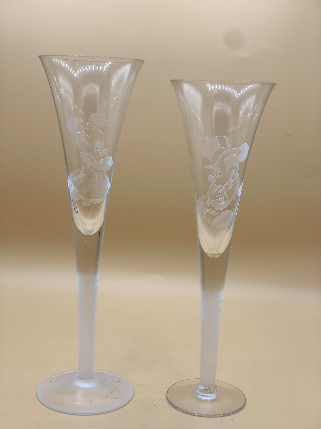 RARE DISNEY Ingrid Crystal Flute Etched Mickey & Minnie Mouse and Music ...