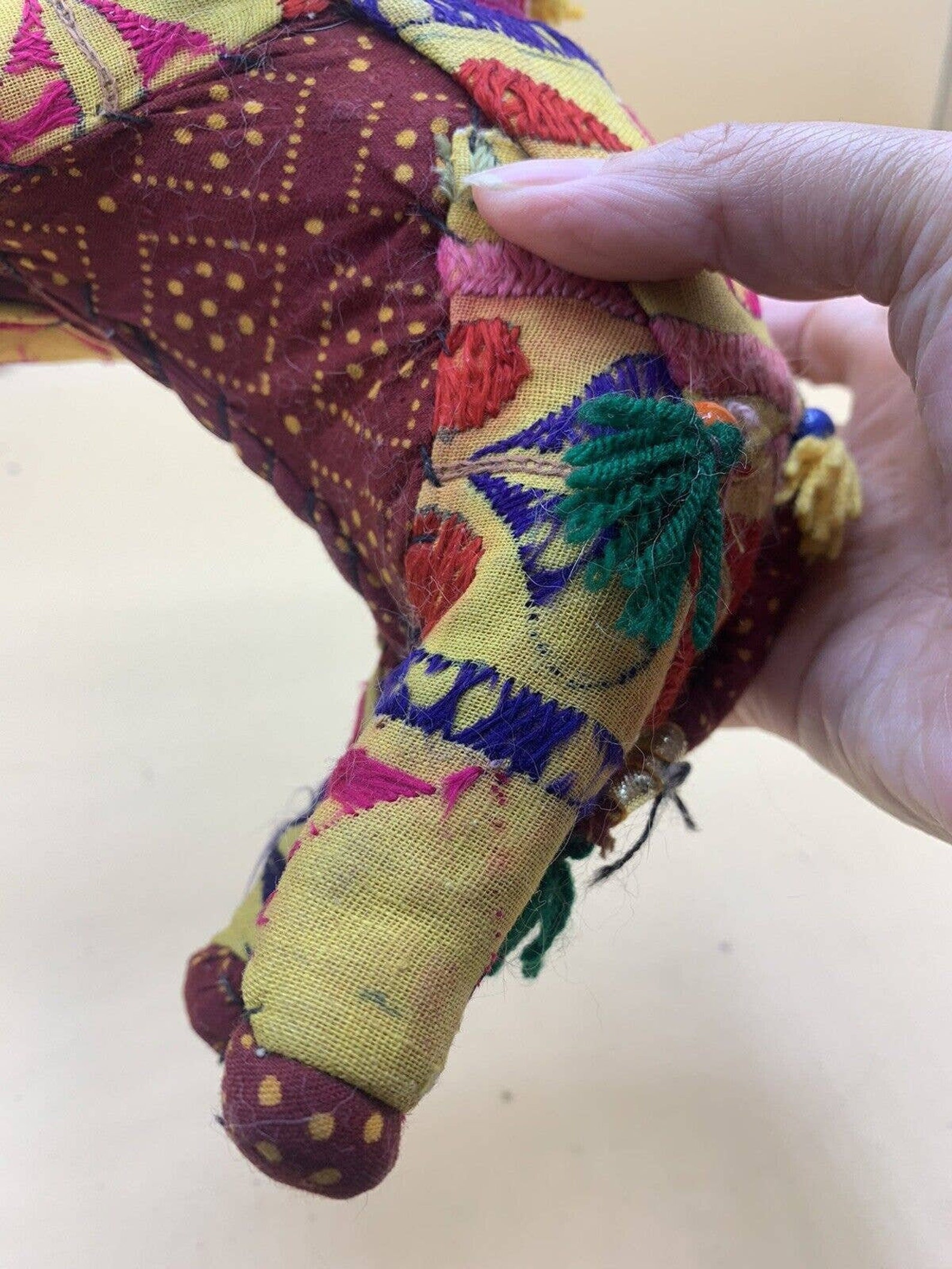 Vintage Hand Made Anglo Raj Stuffed Embroidered Fabric Elephant India ...