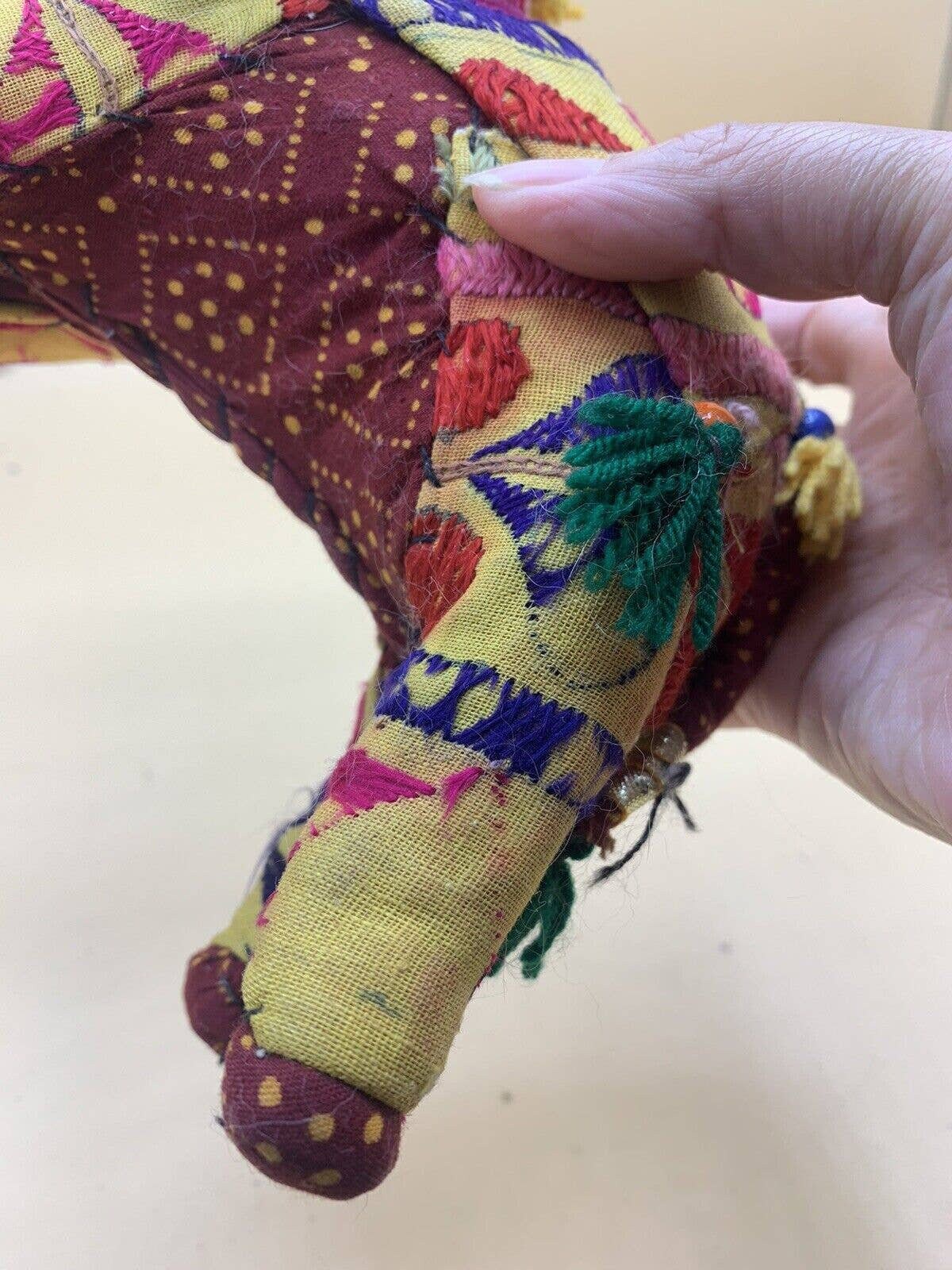 Vintage Hand Made Anglo Raj Stuffed Embroidered Fabric Elephant India ...