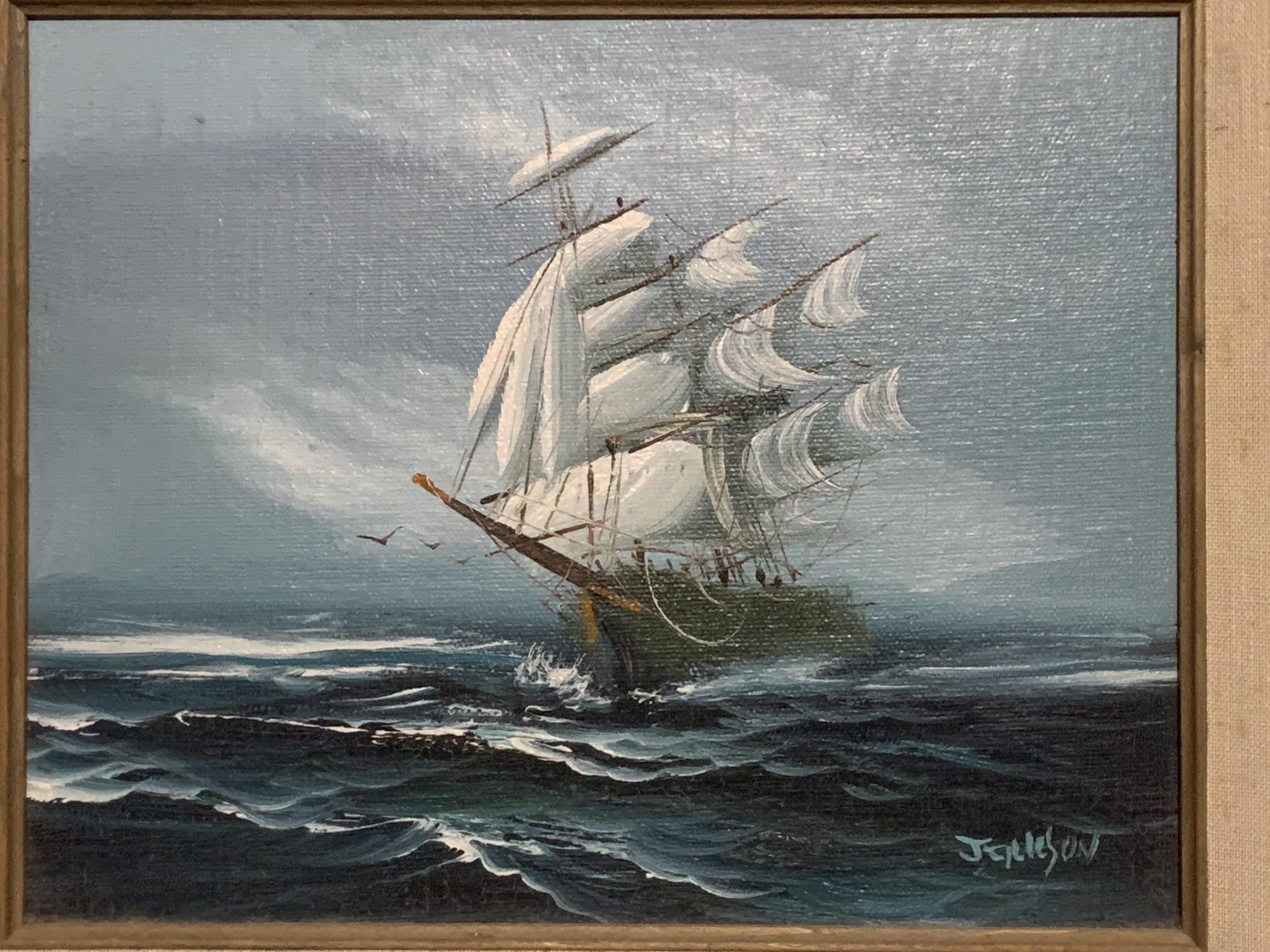 Hewitt Jackson Original Oil Painting Clipper Ship at Sea Signed Framed ...