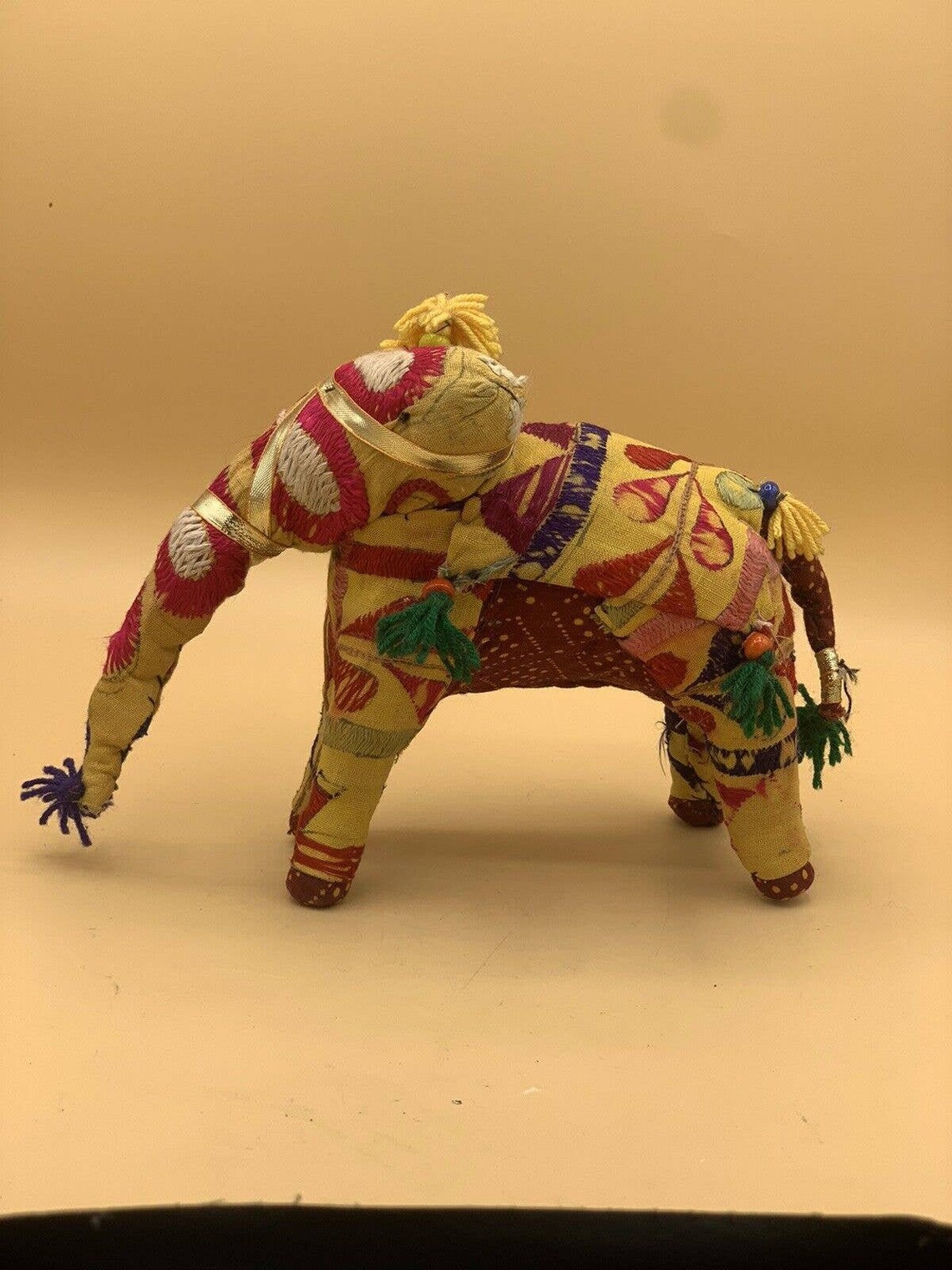 Vintage Hand Made Anglo Raj Stuffed Embroidered Fabric Elephant India ...