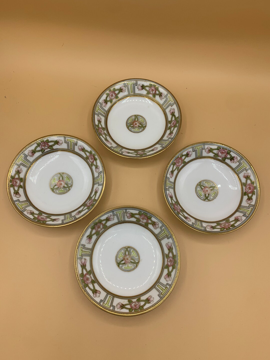 4 Vintage Nippon Plate Sandwich or Dessert Handpainted Gold Detail. - Etsy