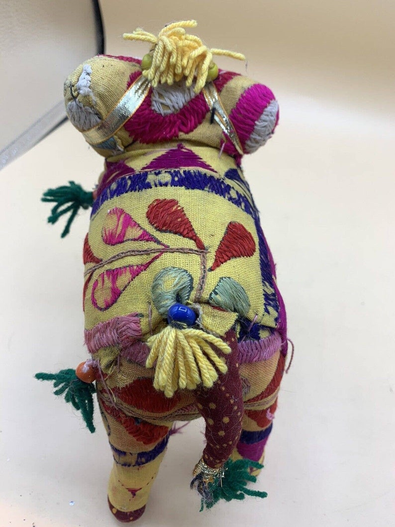 Vintage Hand Made Anglo Raj Stuffed Embroidered Fabric Elephant India ...