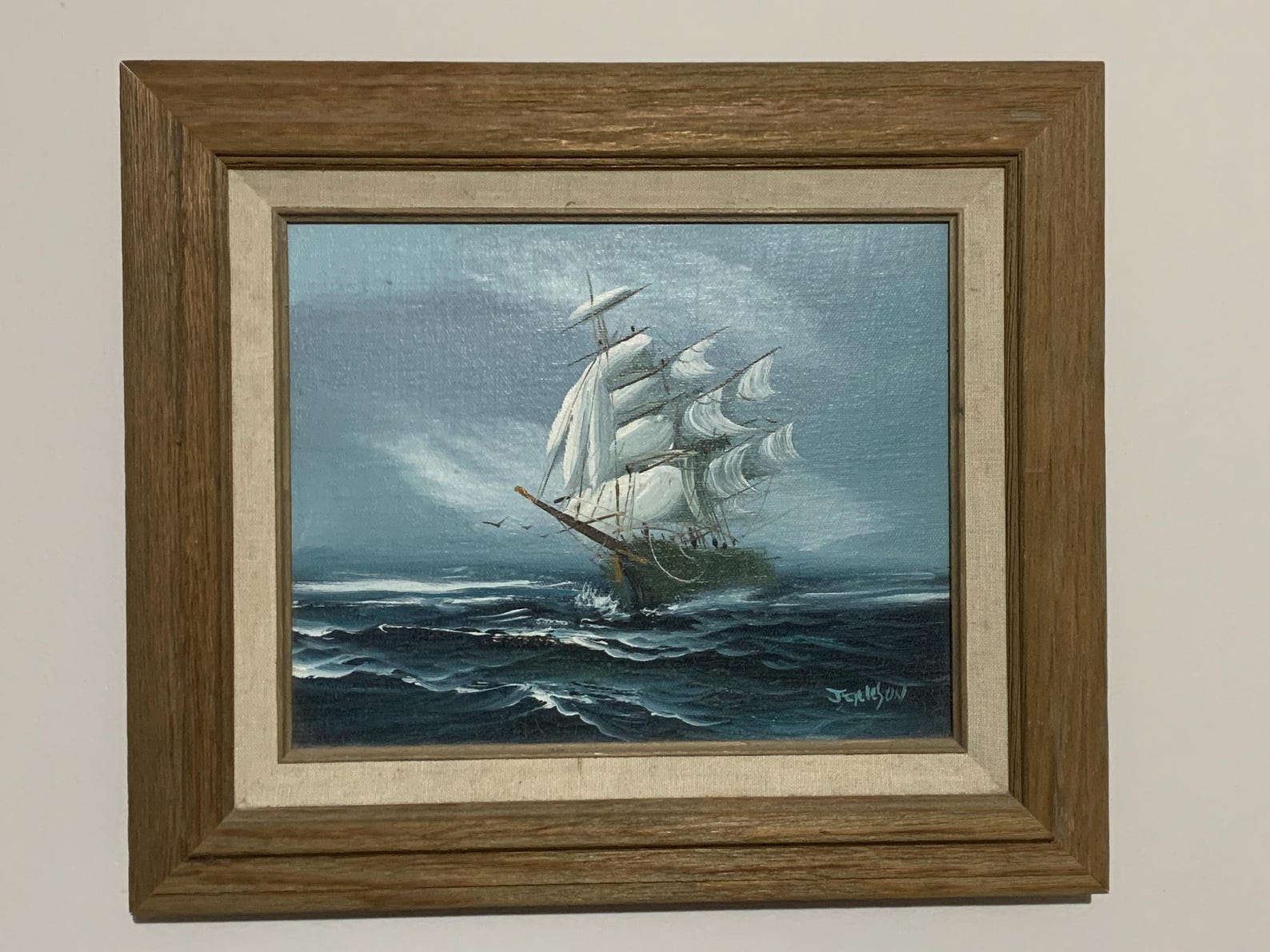 Hewitt Jackson Original Oil Painting Clipper Ship at Sea Signed Framed ...