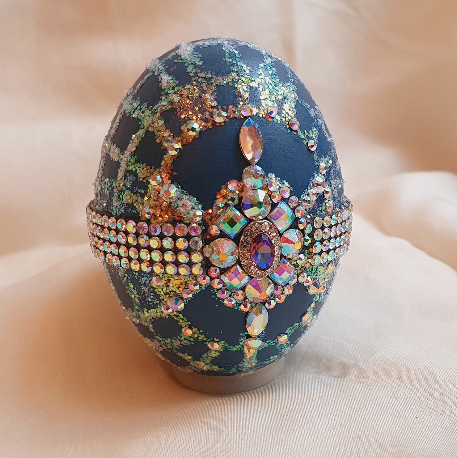 Jewelled Easter Decoration | Hand-decorated Wooden Egg Sparkling With ...