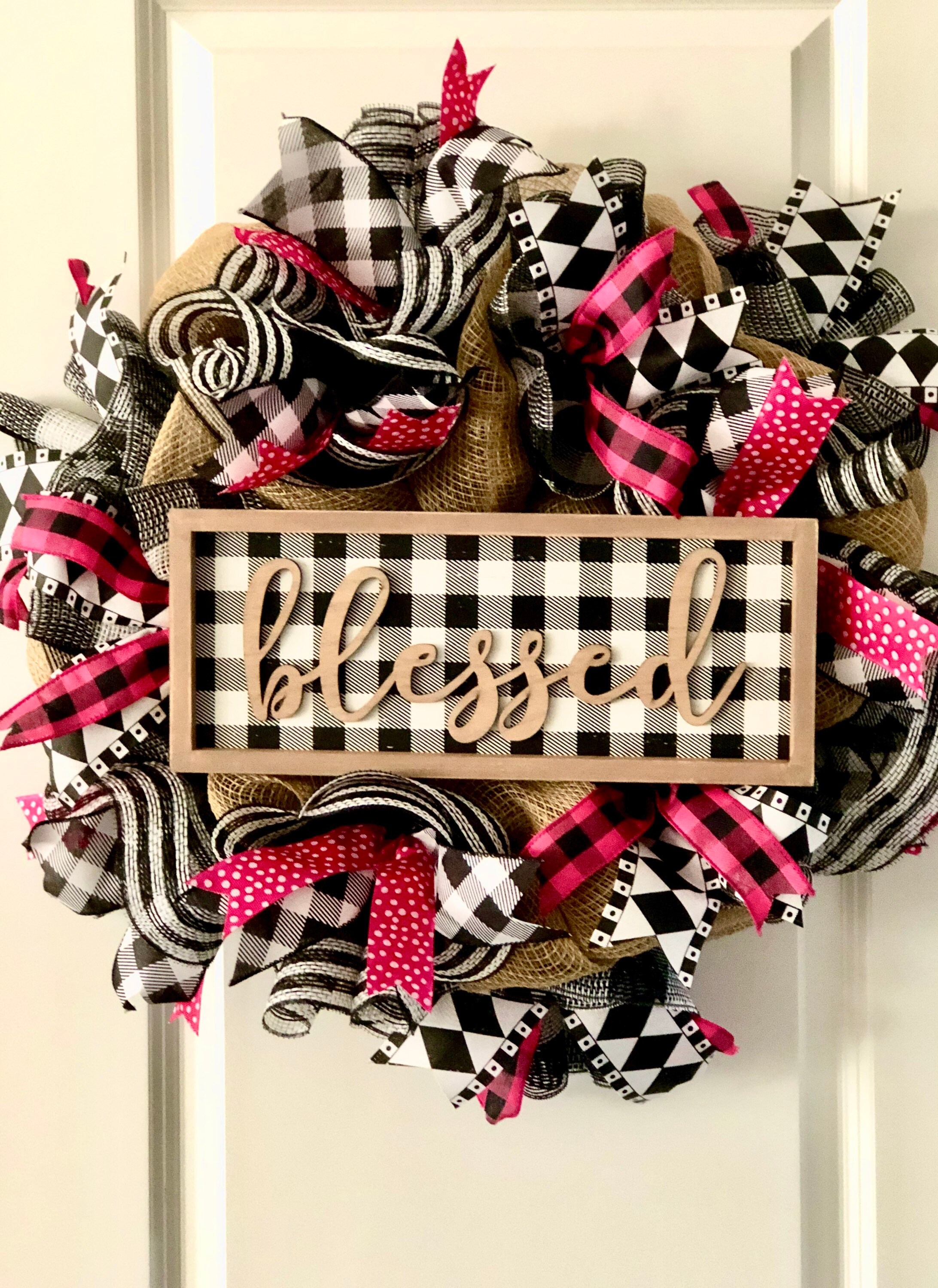 Blessed Wreath, Buffalo Check Wreath, Spiritual Gift, Everyday Wreath ...