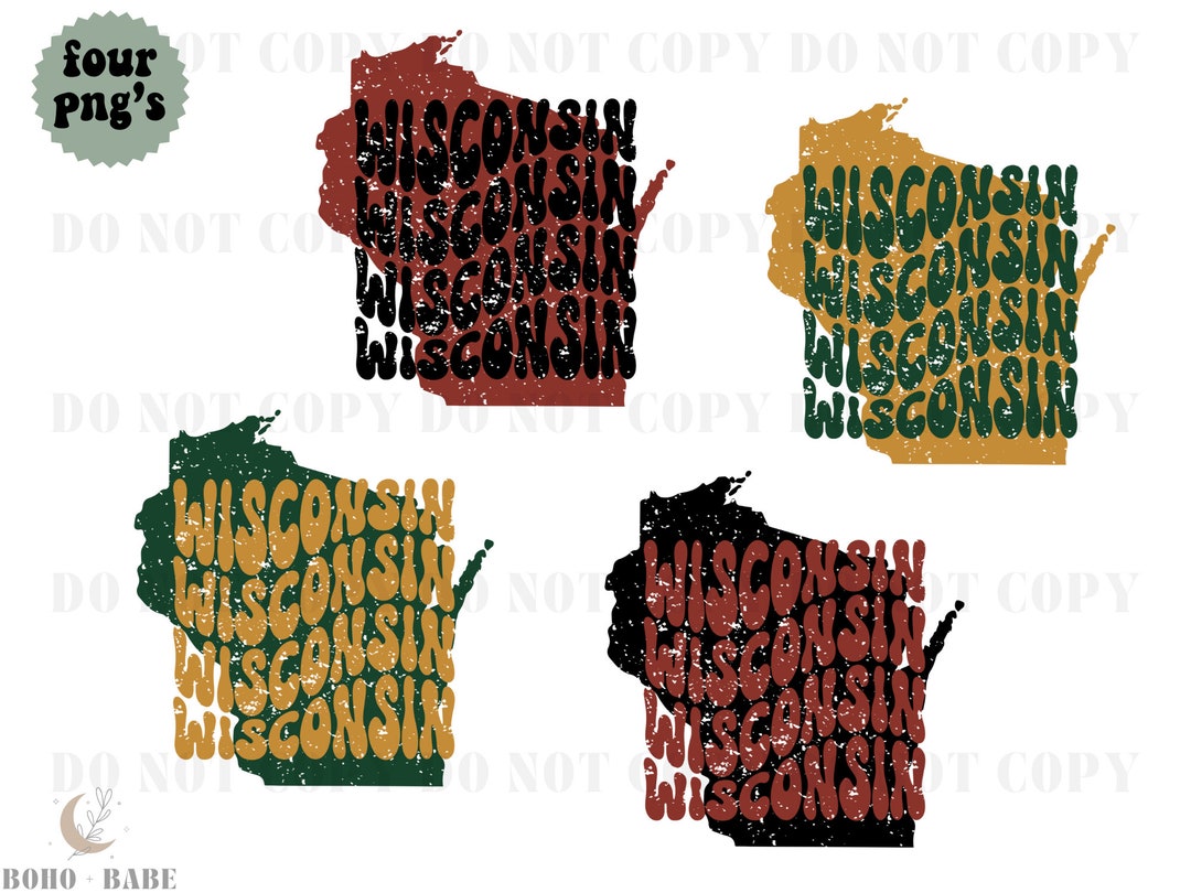 Wisconsin PNG. Distressed State PNG. Groovy Wisconsin Png. Retro ...