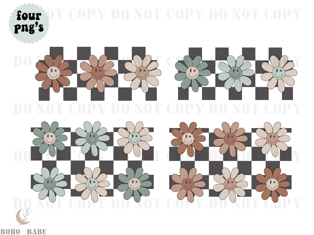 Flower Checkerboard PNG. Groovy PNG. Smiley Flower PNG. Retro Png. - Etsy