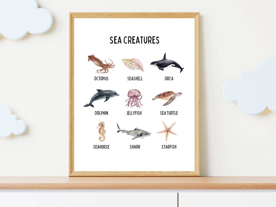 Sea Creatures Nursery Print. Digital Nursery Decor. Nursery Printable ...