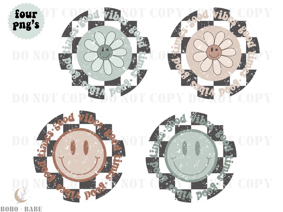 Flower Checkerboard PNG. Distressed Groovy PNG. Smiley Flower PNG ...