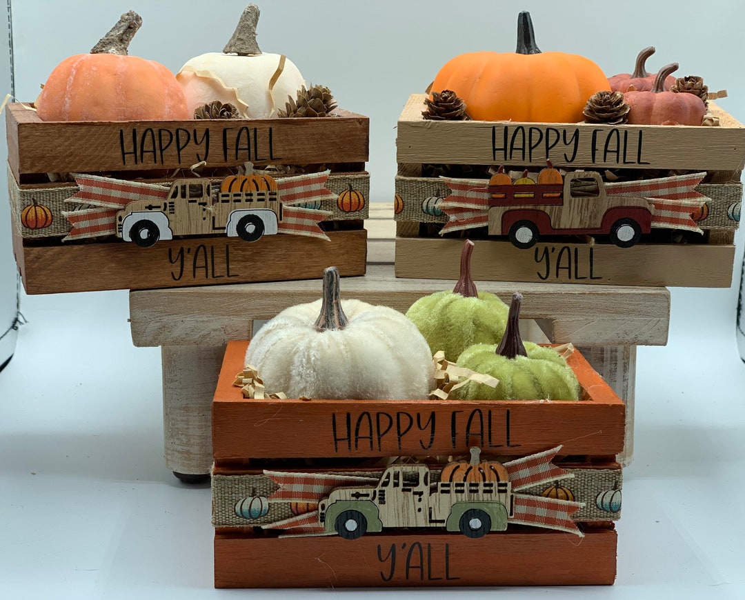 Fall Decor/fall Mini-crate/fall Tiered Tray Decor/happy Fall/happy Fall ...