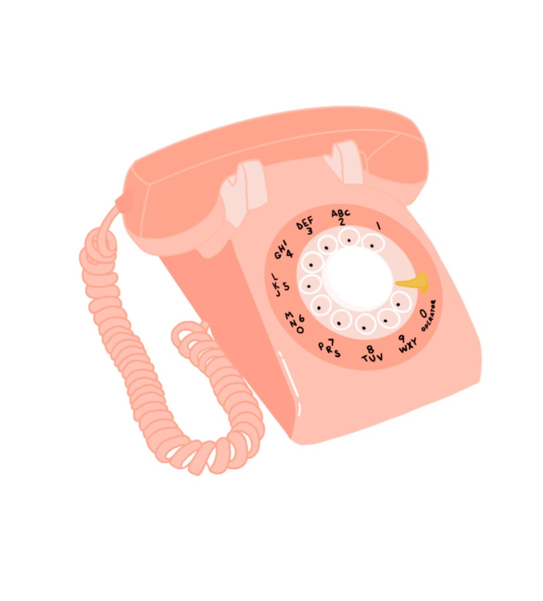 1950's Pink Rotary Dial Phone Sticker - Etsy