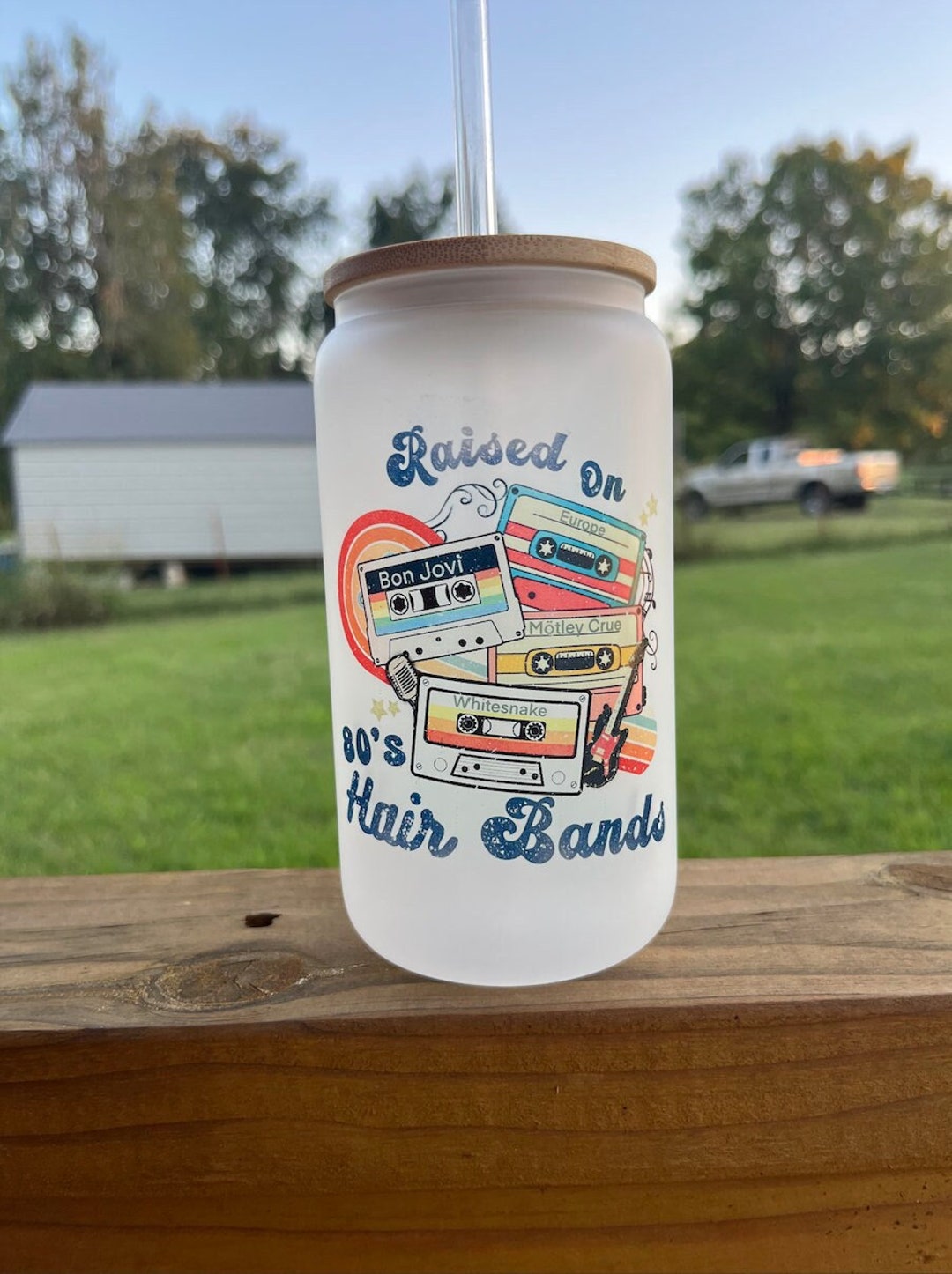 Raised on 80s Hair Bands Iced Coffee Cup, Glass Can, Cup With Lid, Cup ...