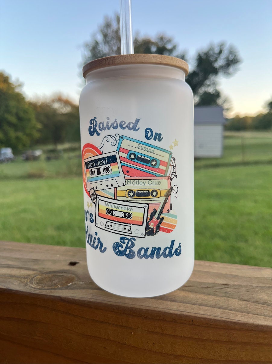 Raised on 80s Hair Bands Iced Coffee Cup, Glass Can, Cup With Lid, Cup ...