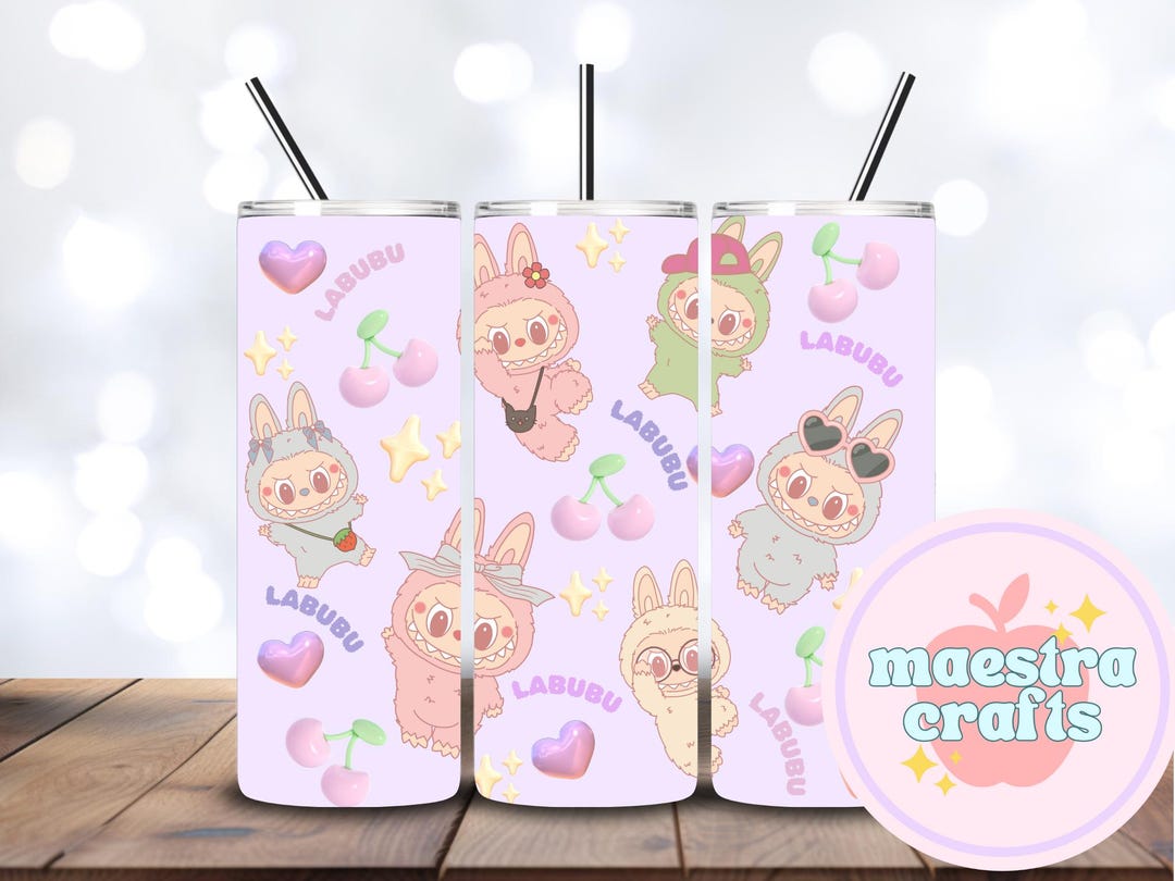 Cute Pastel Labubu Tumbler Wrap, 20oz Tumbler Wrap, Popular Tumbler ...