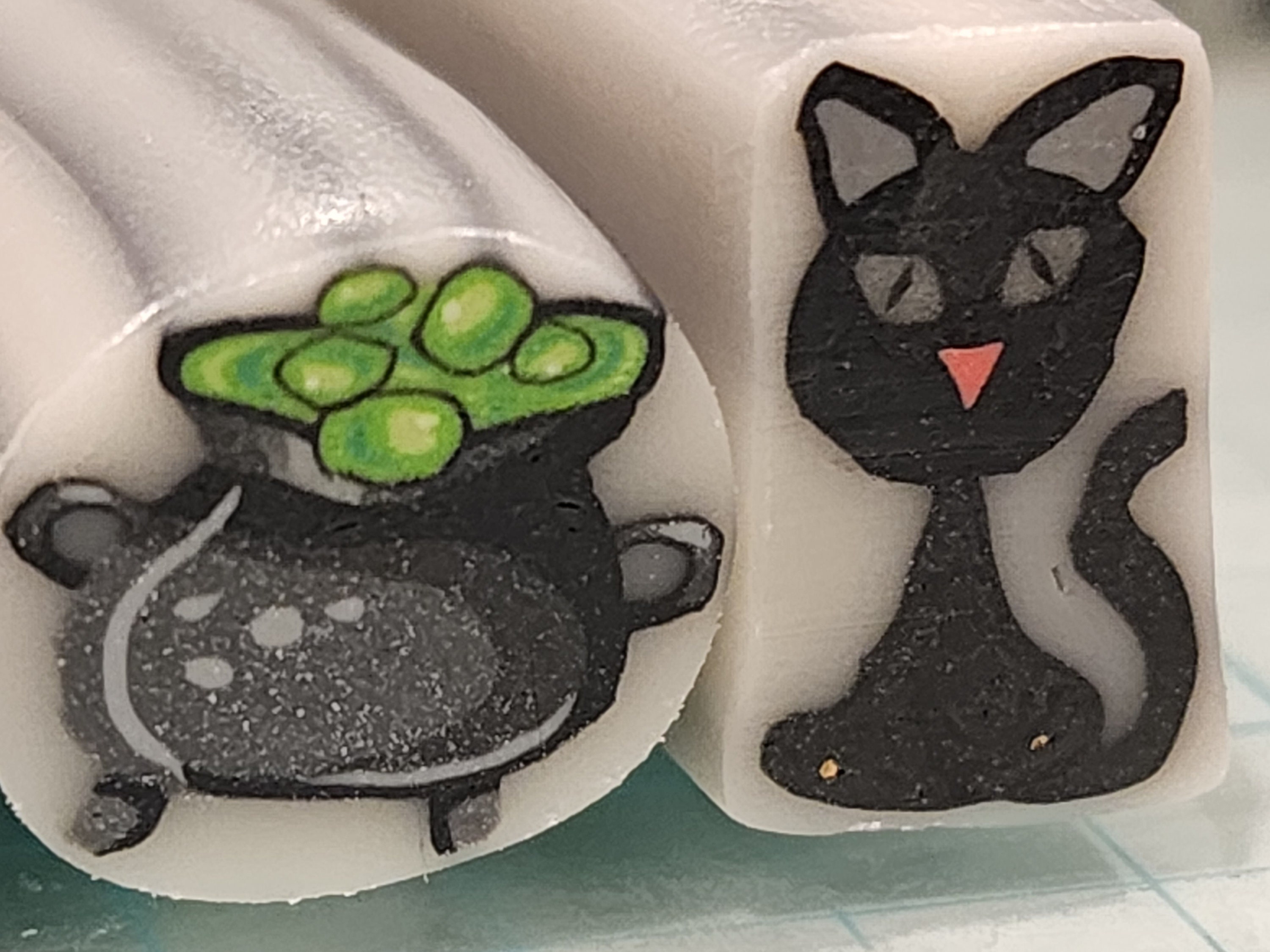 Raw Polymer Clay Cane Black Cat Cane With Glow in the Dark Eyes and ...