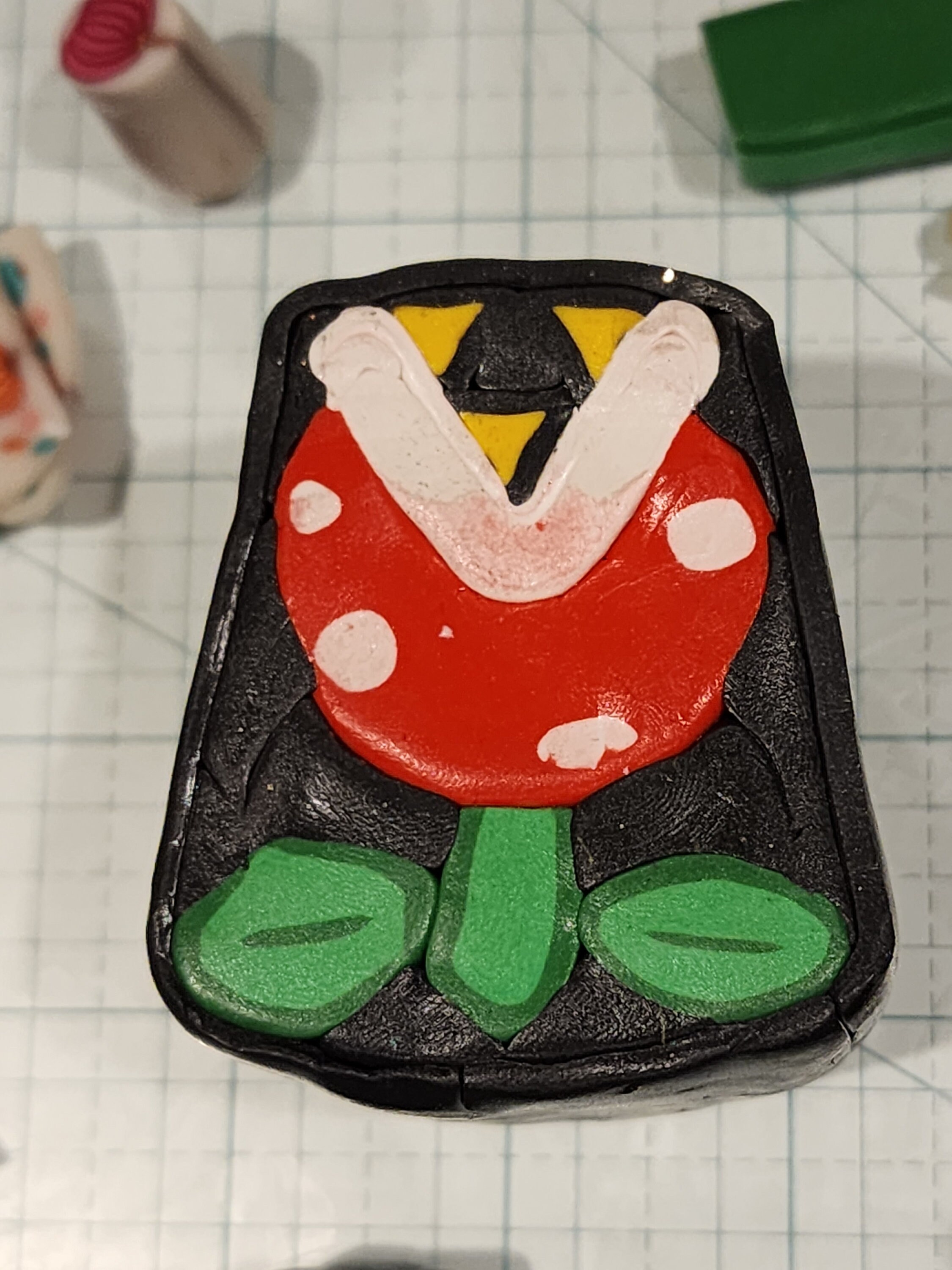 Mario Inspired Plant With Teeth and a Black Background Raw Polymer Clay ...