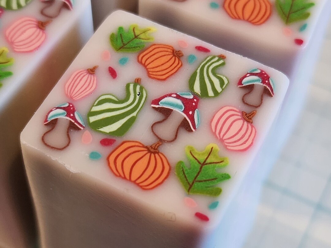 Raw Polymer Clay Cane With Pumpkins, Mushrooms, Leaves and Gourds All ...