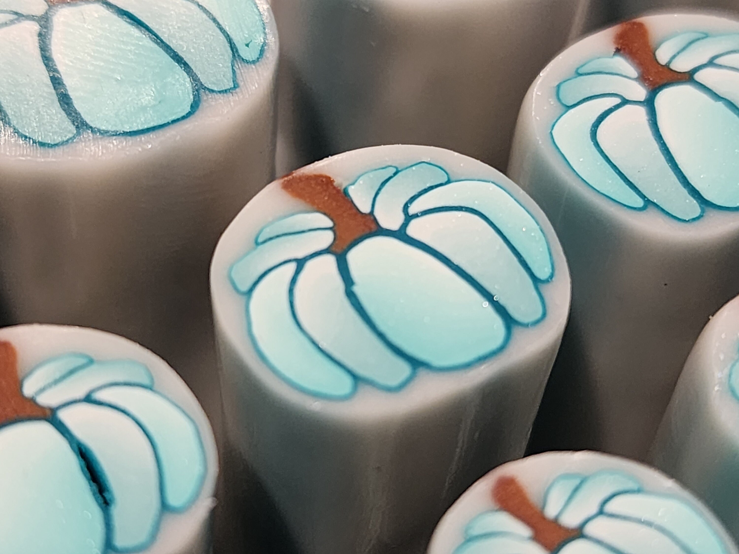 Raw Polymer Clay Cane 3D Teal Pumpkin With Gradients and Brown Stem ...