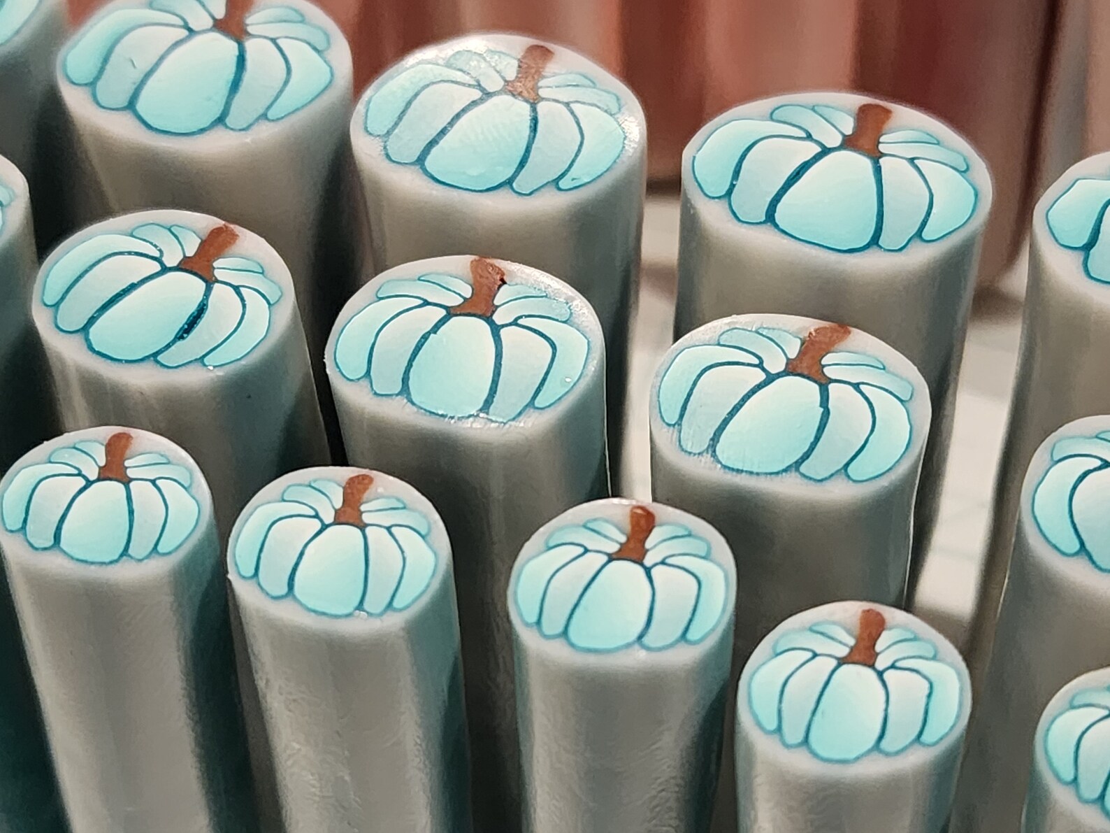 Raw Polymer Clay Cane 3D Teal Pumpkin With Gradients and Brown Stem ...