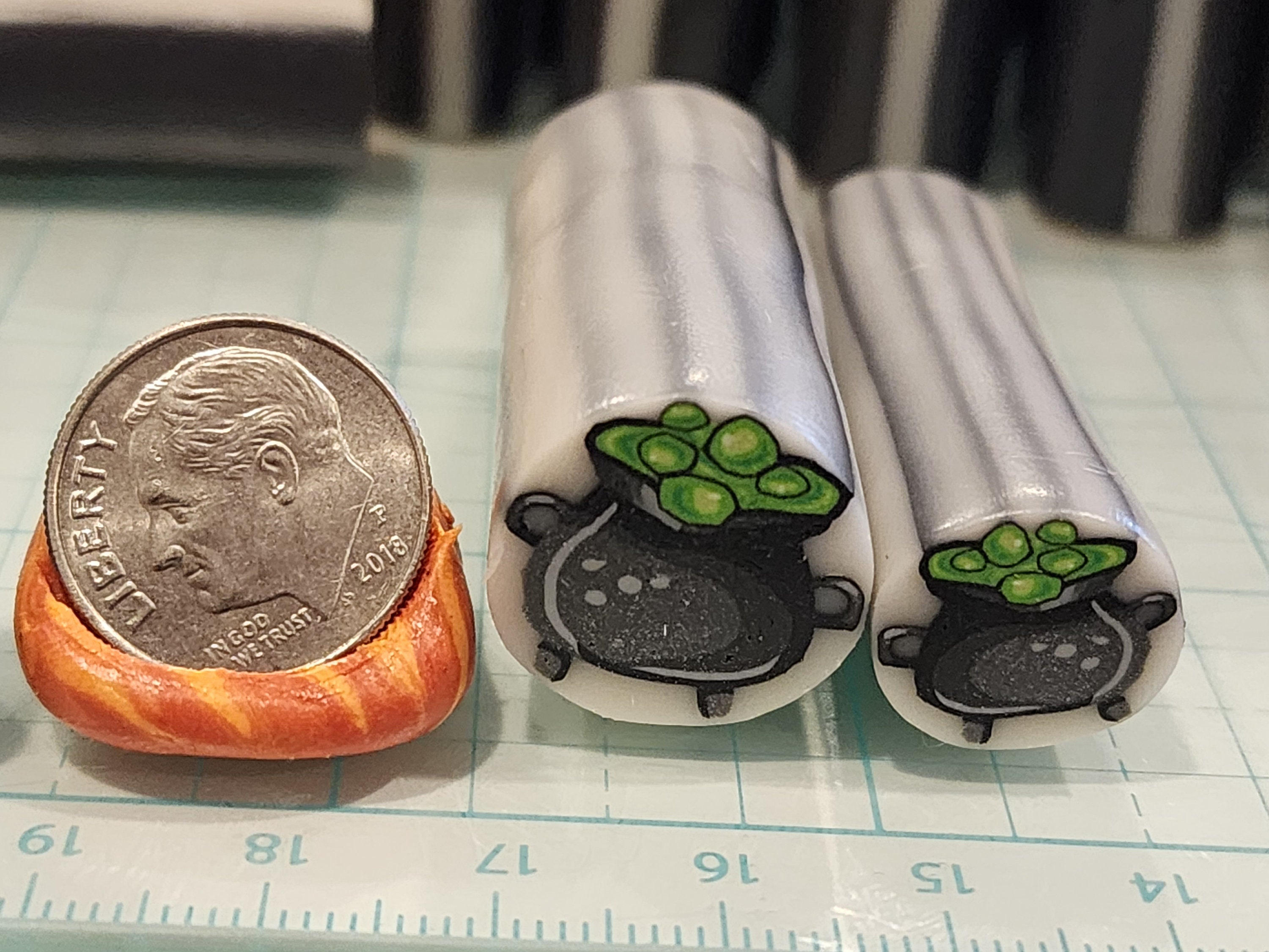 Raw Polymer Clay Cane Bubbling Witches Cauldron Cane Filled With a ...