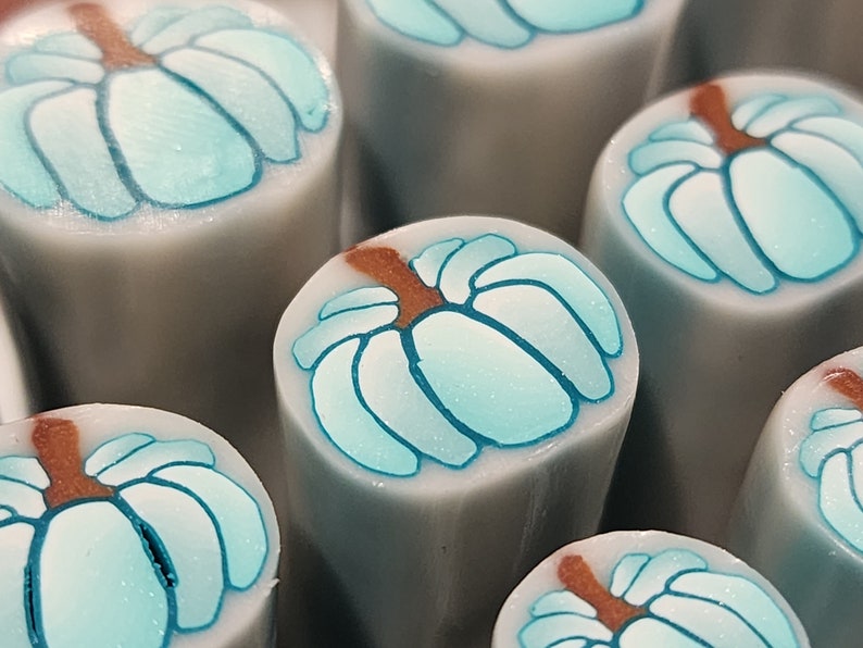 Raw Polymer Clay Cane 3D Teal Pumpkin With Gradients and Brown Stem ...
