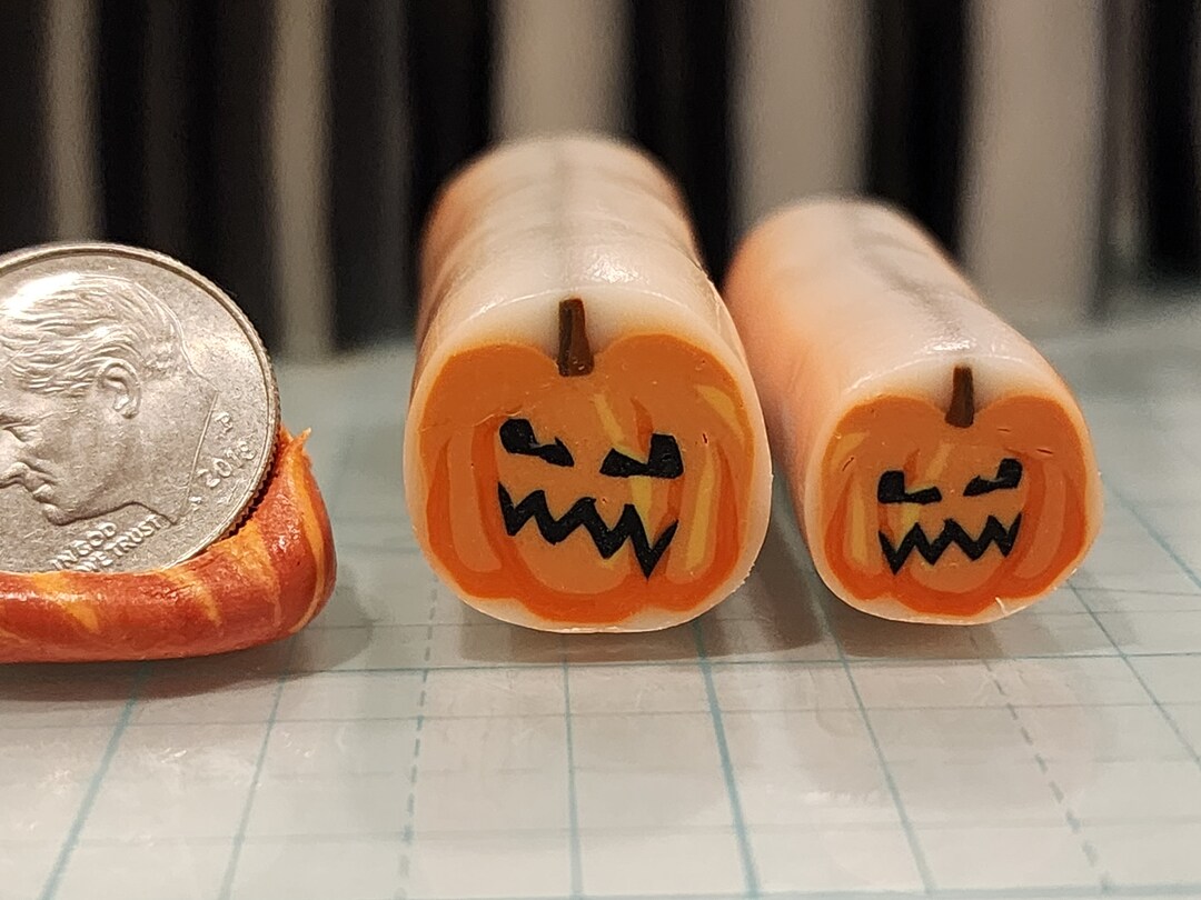 Raw Polymer Clay Cane Scary Jack-o-lantern Pumpkin Cane With No Outline ...