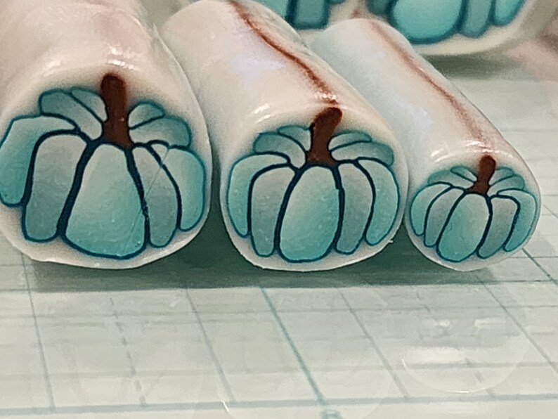 Raw Polymer Clay Cane 3D Teal Pumpkin With Gradients and Brown Stem ...