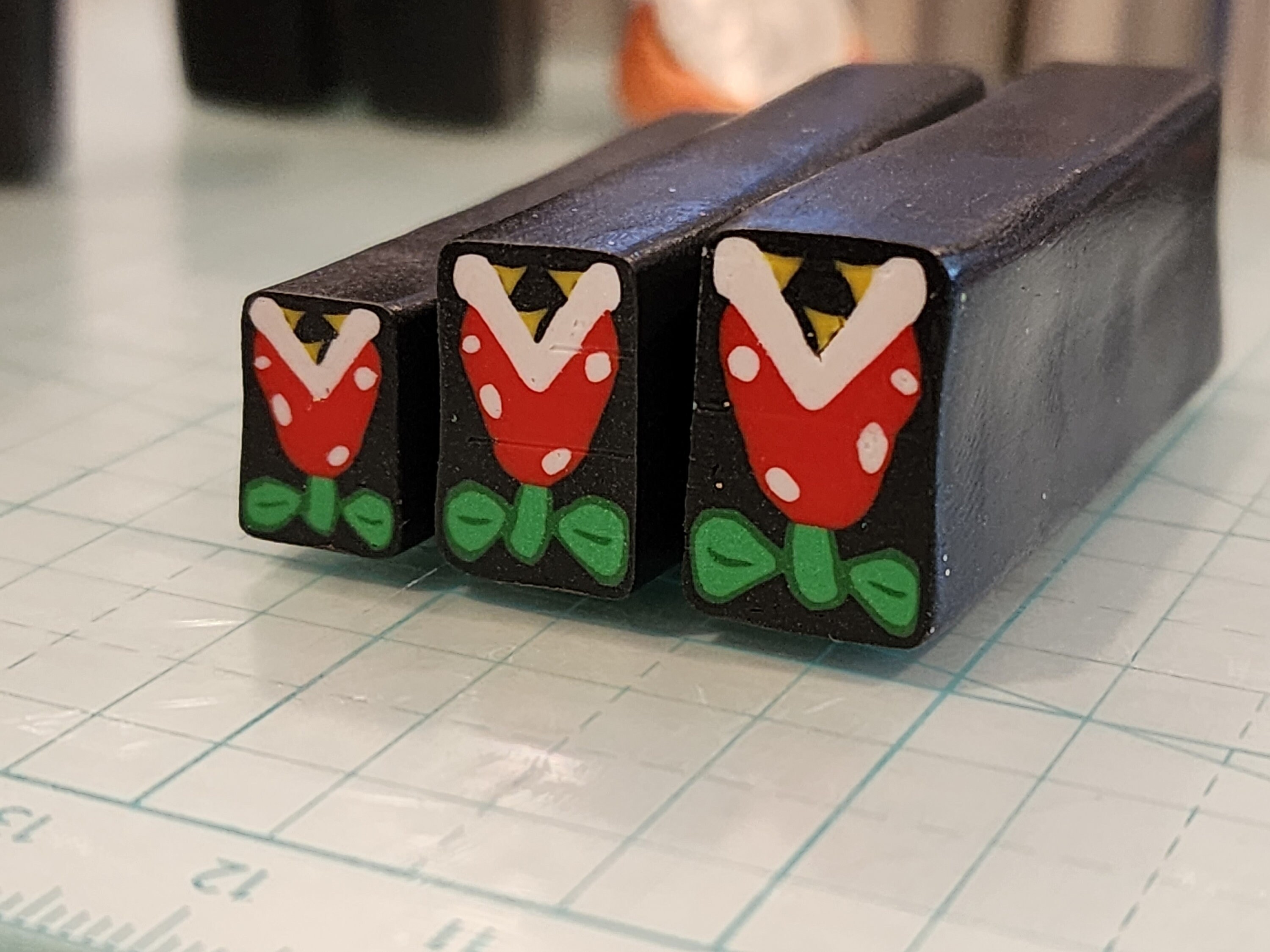 Mario Inspired Plant With Teeth and a Black Background Raw Polymer Clay ...