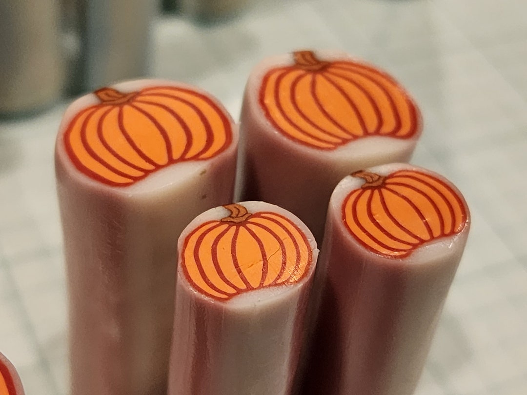 Raw Polymer Clay Cane Orange Pumpkin With Brown Stem Packed - Etsy