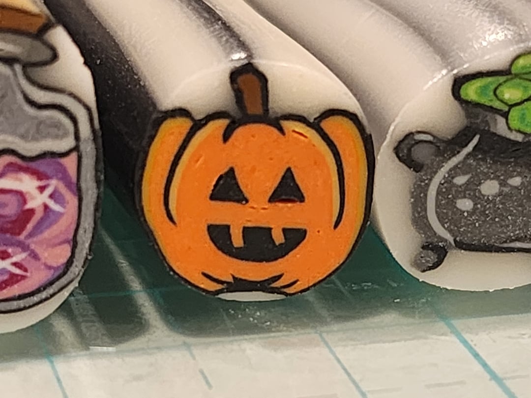 Jack-o-lantern Pumpkin Cane With Black Outline and Happy Face Raw ...
