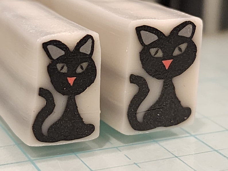 Raw Polymer Clay Cane Black Cat Cane With Glow in the Dark - Etsy