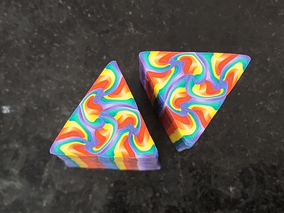 Rainbow Swirled Triangle Cane Raw Polymer Clay Cane - Etsy