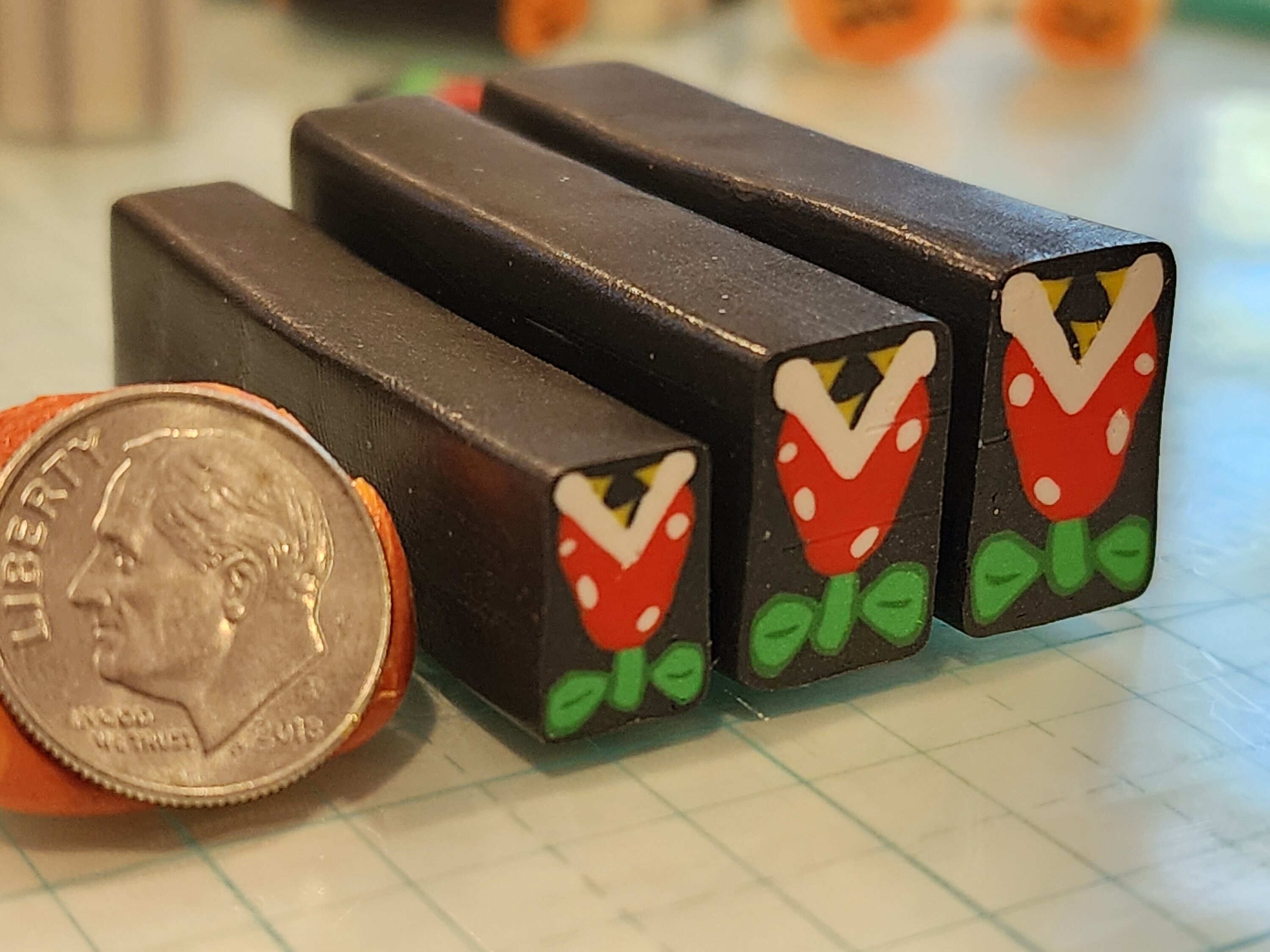 Mario Inspired Plant With Teeth and a Black Background Raw Polymer Clay ...