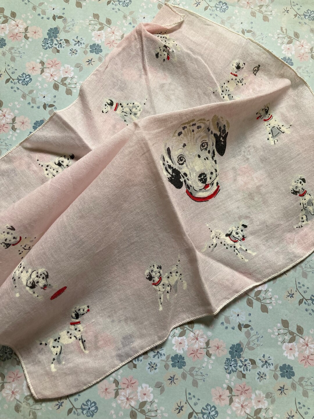 Vintage 1950 Adorable Linen/cotton Dalmation Lady's Handkerchief - Etsy