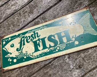 Metal Fresh Fish Sign - Etsy