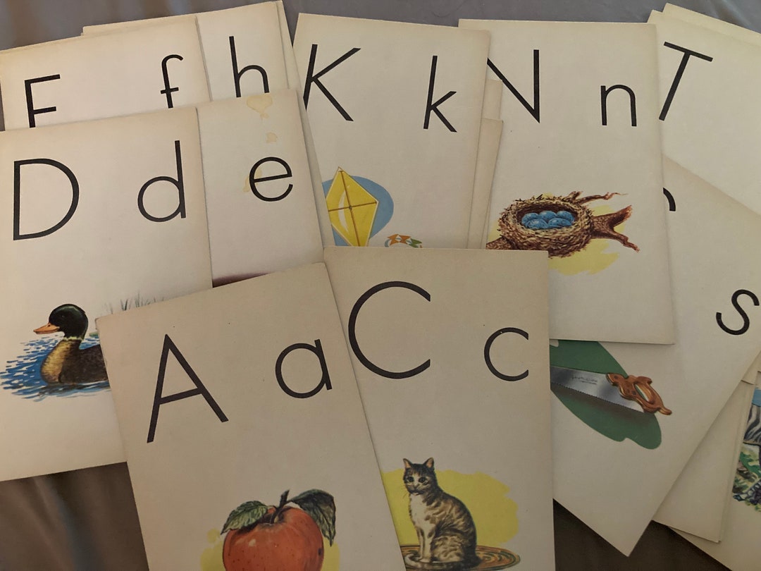 RARE! Vintage 1958 Oversized Kitschy Milton Bradley Alphabet Flash Cards - Etsy
