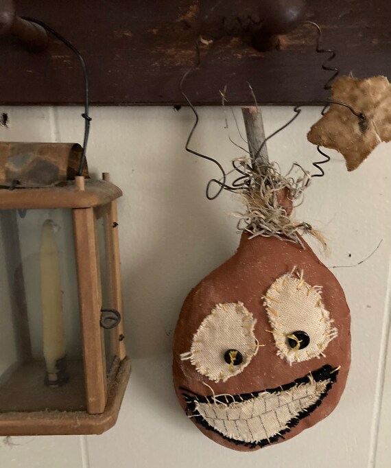 Vintage 2001 Extreme Primitive Folk Art Pumpkin Artisan Signed - Etsy