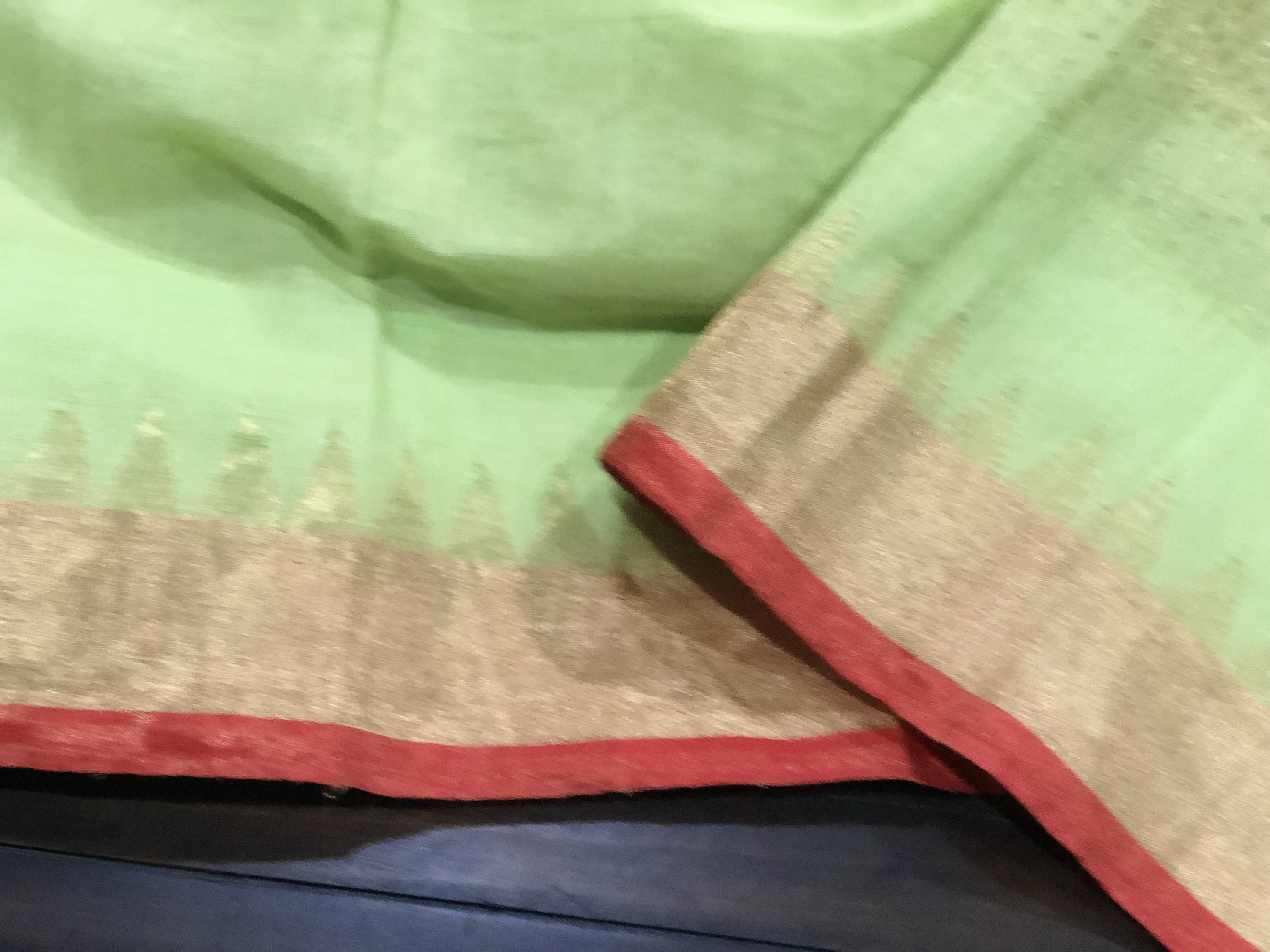 Parrot Green Ponduru Khadi Saree With Zari Borders - Etsy