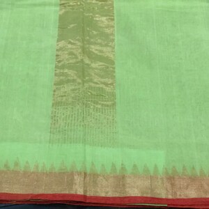 Parrot Green Ponduru Khadi Saree With Zari Borders - Etsy