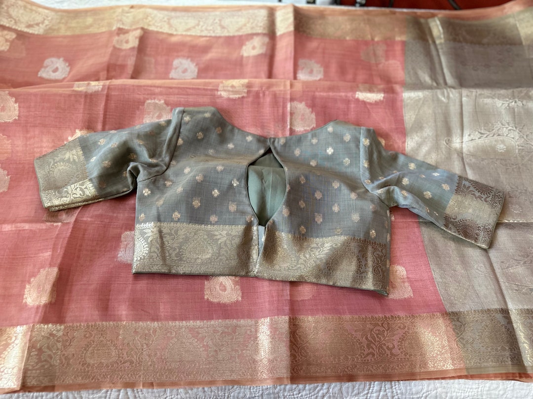 Peach Color Kora Silk Saree - Etsy