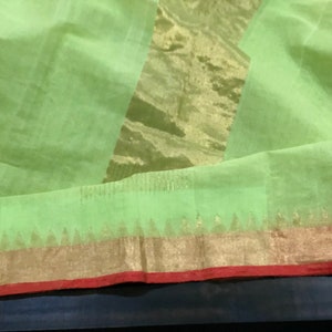 Parrot Green Ponduru Khadi Saree With Zari Borders - Etsy