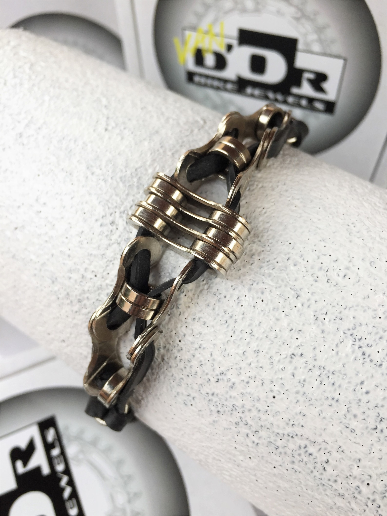 Sparkling Bicycle Chain Link & Rubber Bracelet, Handcrafted Jewelry ...
