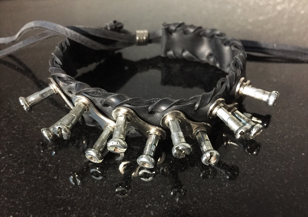 Riveted Bracelet Spiked Cuff Bike Chain Links & Inner Tube With Bicycle ...