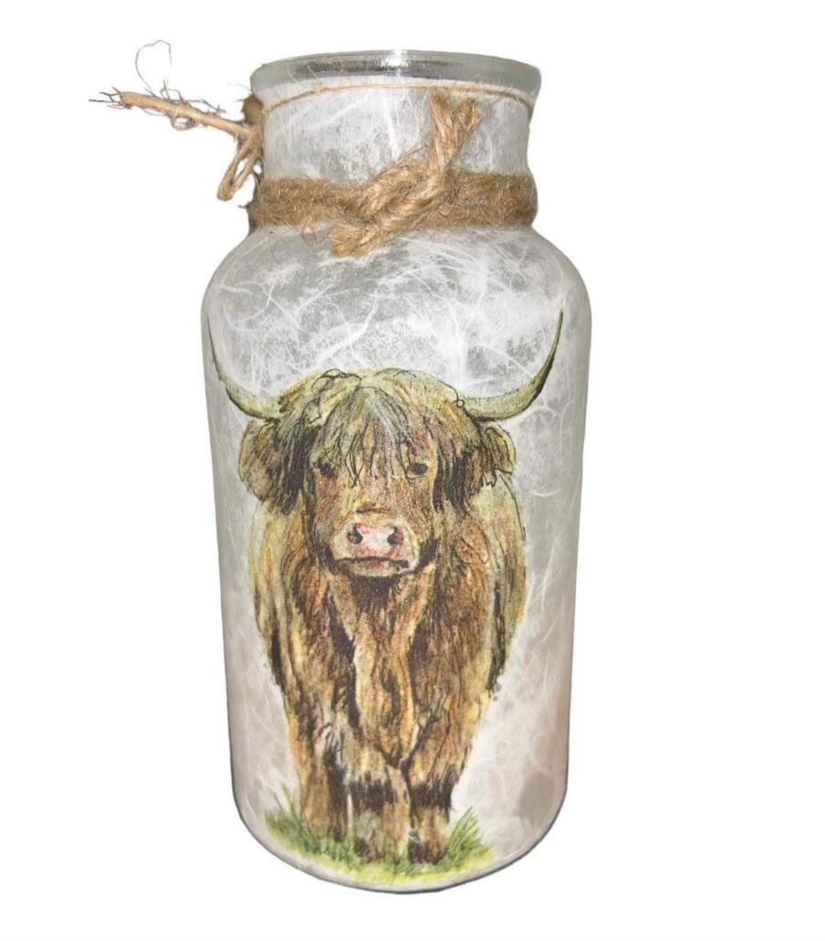 Decoupage Crinkle Highland Cow Jar/vase. Christmas Love You - Etsy